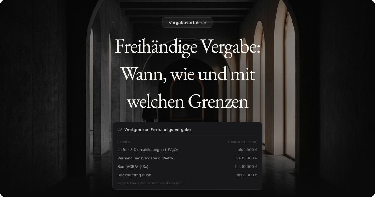 Freihändige Vergabe 2026: Definition, Wertgrenzen & Ablauf | Patterno Blog